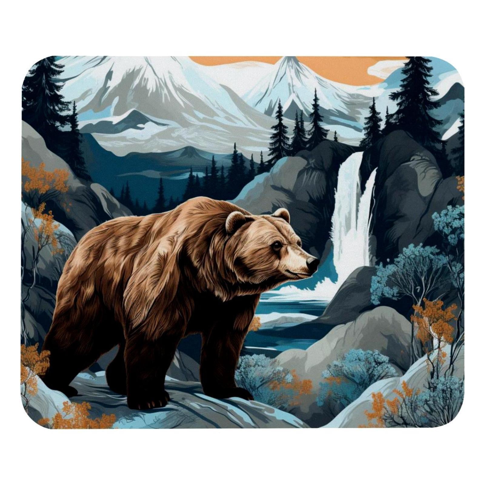 Bear Non-Slip Rubber Bottom Personalized Custom Square Desk Mat Unique ...