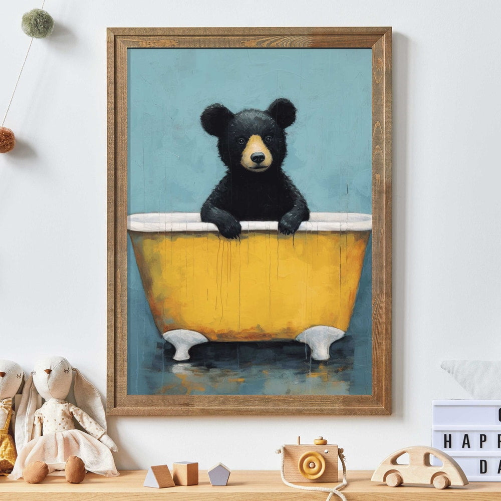 Bear Nursery Decor Cute Bear Print Black Bear Forest Animal Decor ...