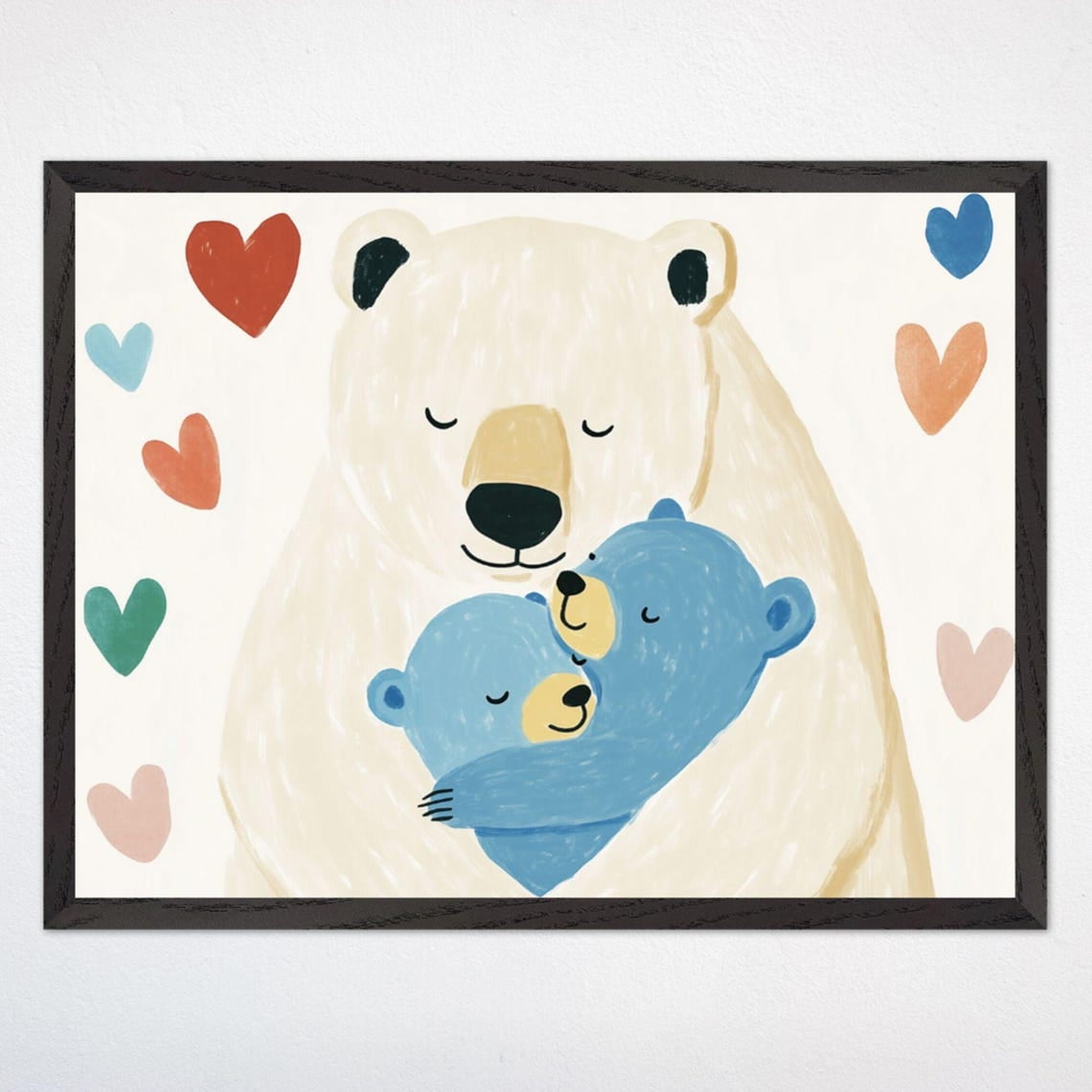 Bear Nursery Wall Art, Loving Bear Family, Sweet Bear Hug Framed Poster ...