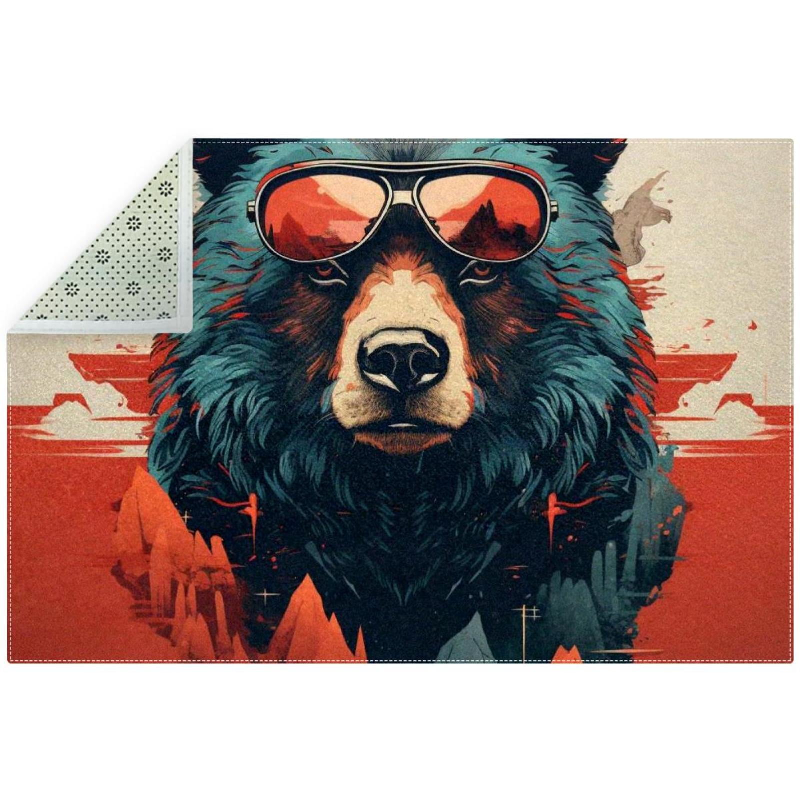 Bear Office Mat with Right-Angle Design - Polyester Floor Mat for ...
