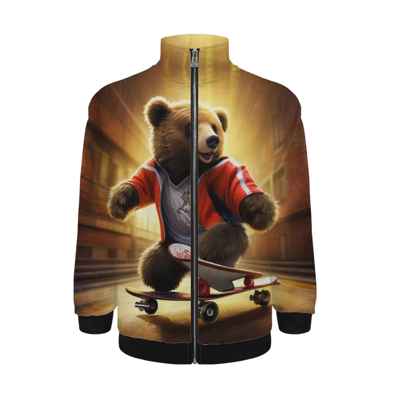Bear On Skateboard Jacket Men's Street Cool Long Sleeves Coat ...