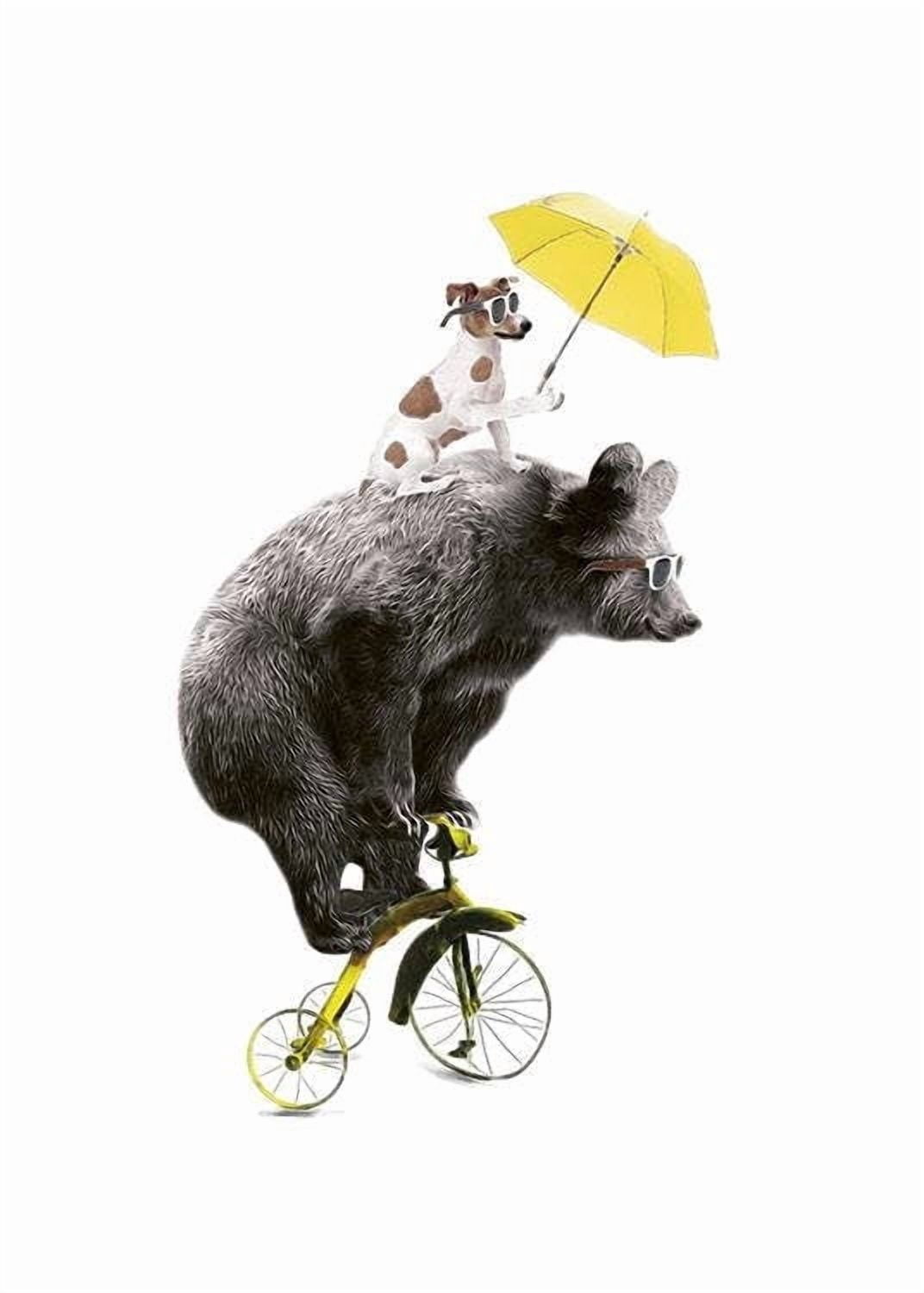 Bear On Yellow Bike, Poster Wall Art, Modern Wall Decor For Living Room ...