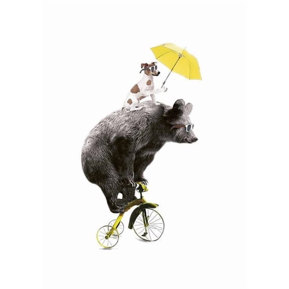 Bear On Yellow Bike, Poster Wall Art, Modern Wall Decor For Living Room ...