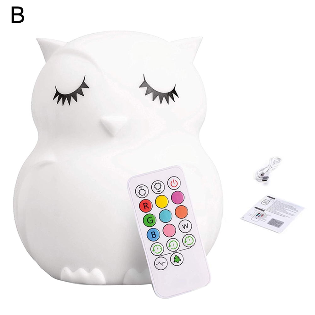 Bear Owl Shape LED Nursery Night Light Kids Baby Silicone Pat Color ...