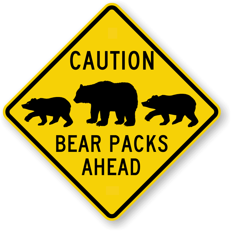 Bear Packs Ahead Sign Caution Animal Crossing Sign For House 12"Yard ...
