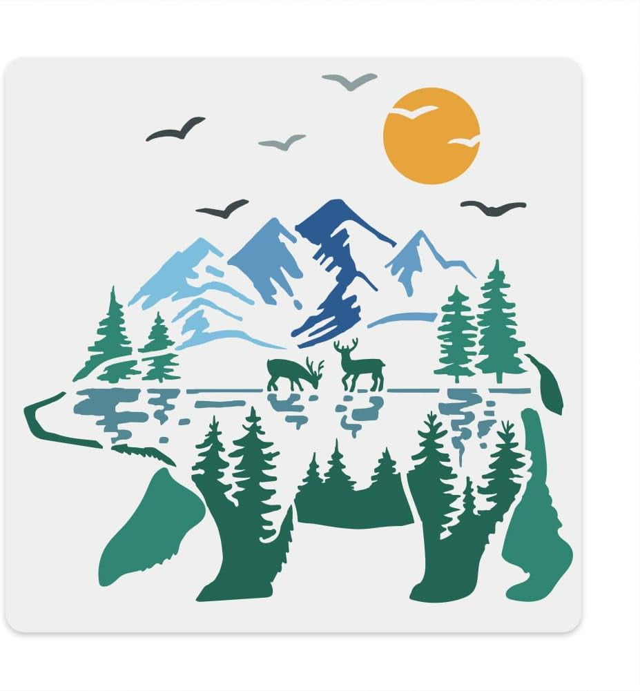Bear Painting Stencil Forest Animal Stencils for Painting Craft ...
