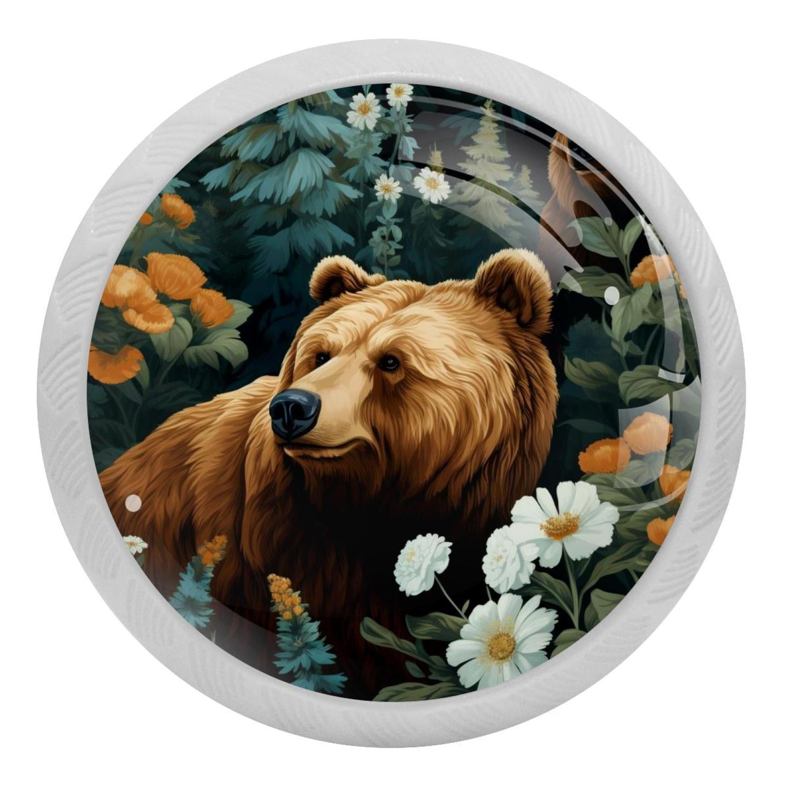 Bear Pattern 4PCS Cabinet Knobs Pulls Fluorescent Drawer Handle Cabinet ...