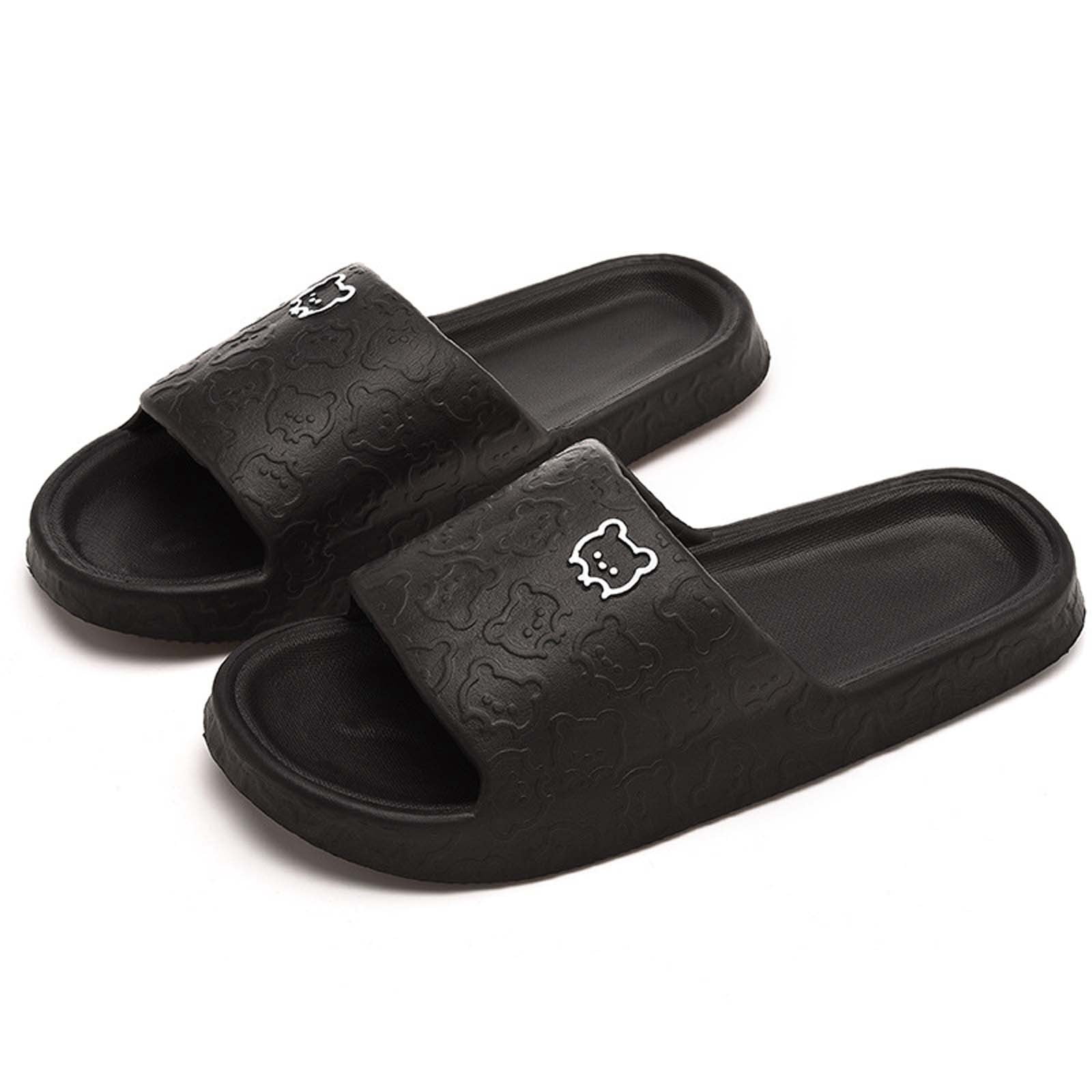 Bear Pattern Slide Slippers Non- Adorable Cartoon Bear Shower Shoes ...