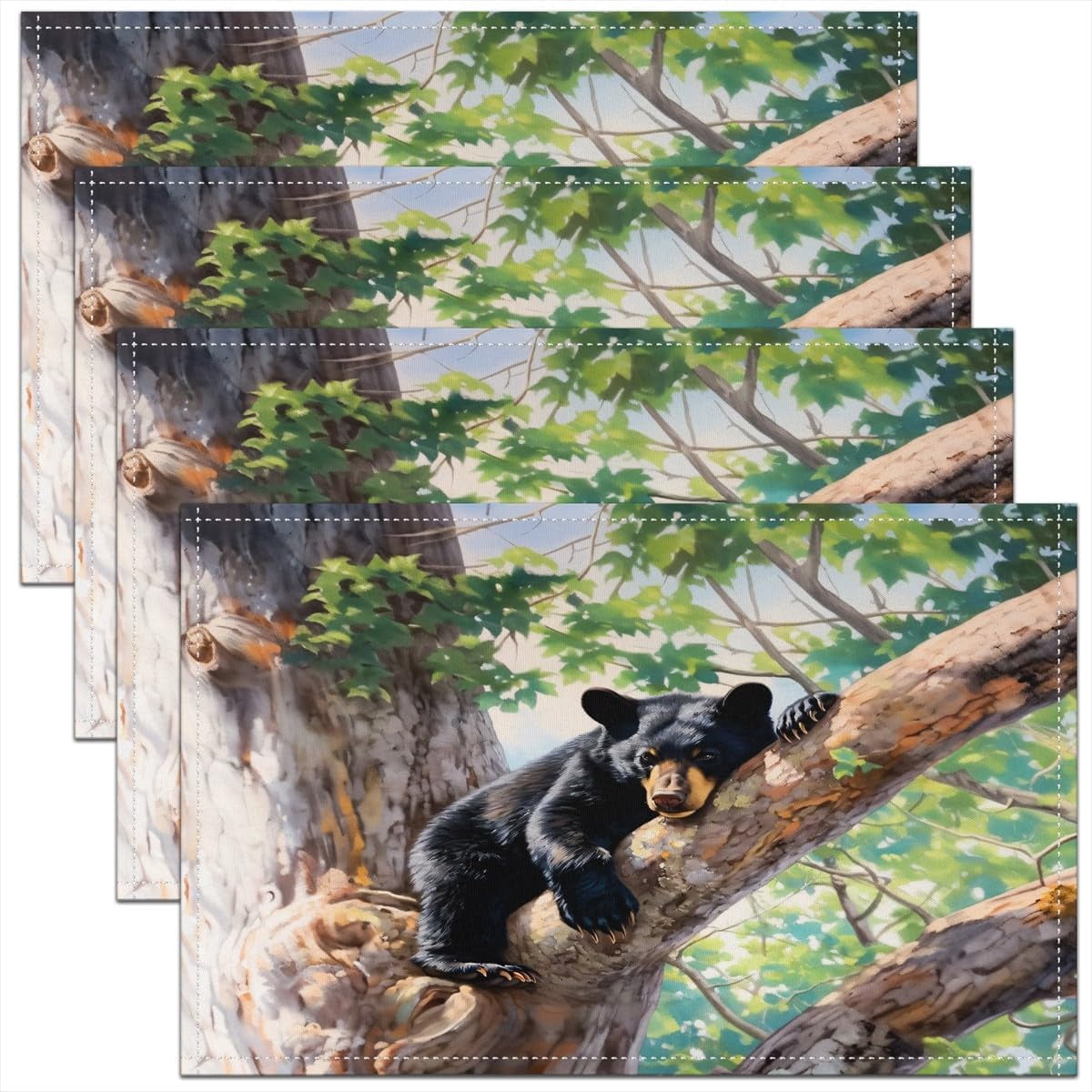 Bear Placemats Set of 4 for Kids Boys Girls Wild Animal Placemat for ...
