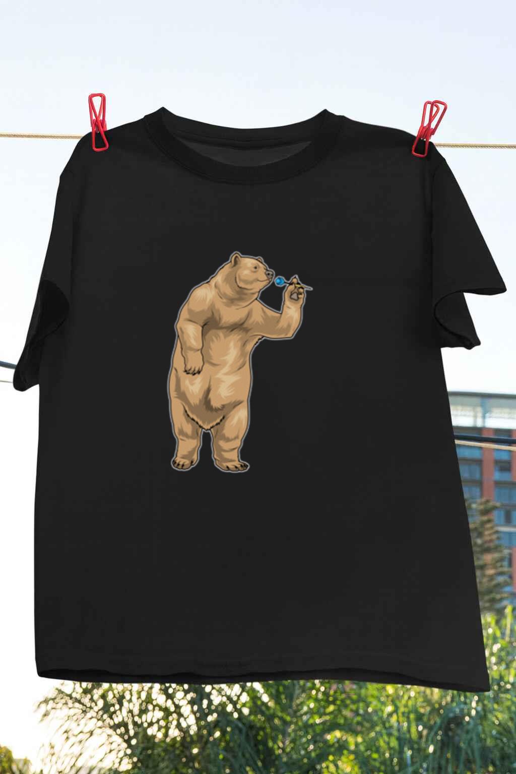 Bear Playing Darts Funny Cartoon Animal Sports Graphic Unisex T-Shirt ...