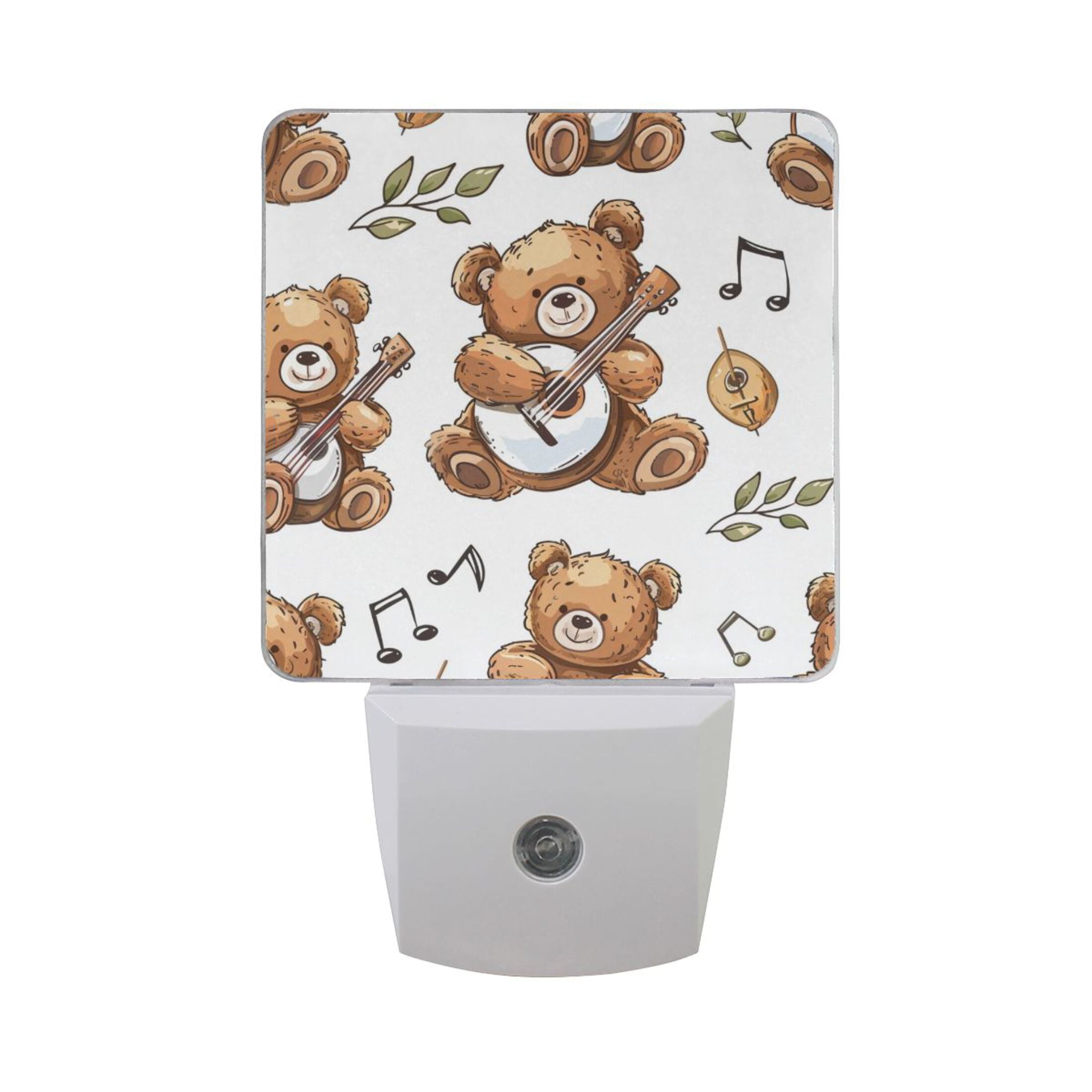 Bear Playing Guitar LED Night Light Dusk to Dawn Sensor 2 Pack Plug-in ...