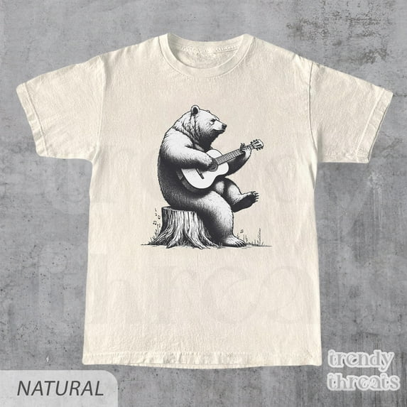 Bear Playing Guitar Shirt - Bear Shirt - Graphic Tee Bear Guitar Bear ...
