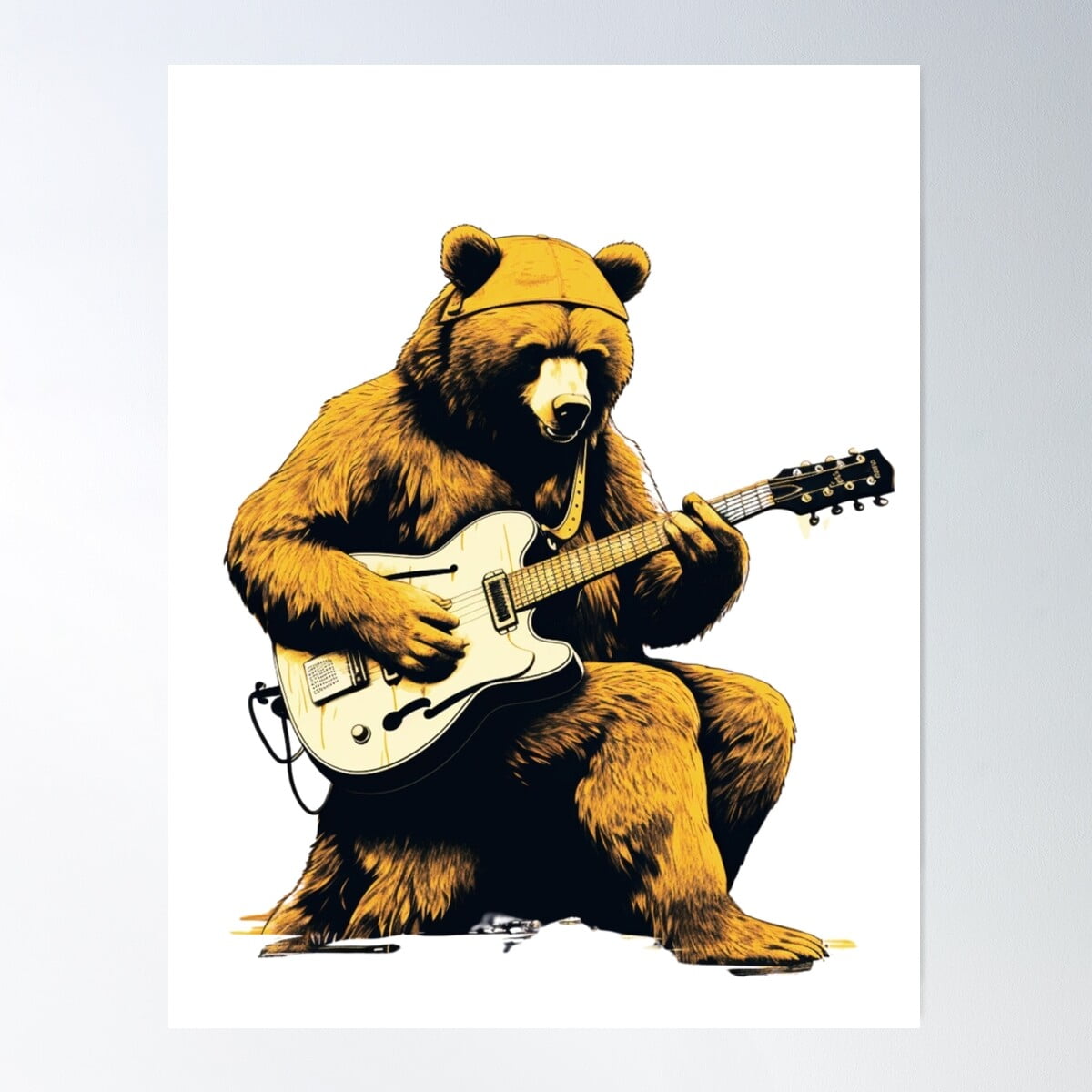 Bear Playing On Guitar Poster Wall Art Bedroom Wall Art Home Decor ...