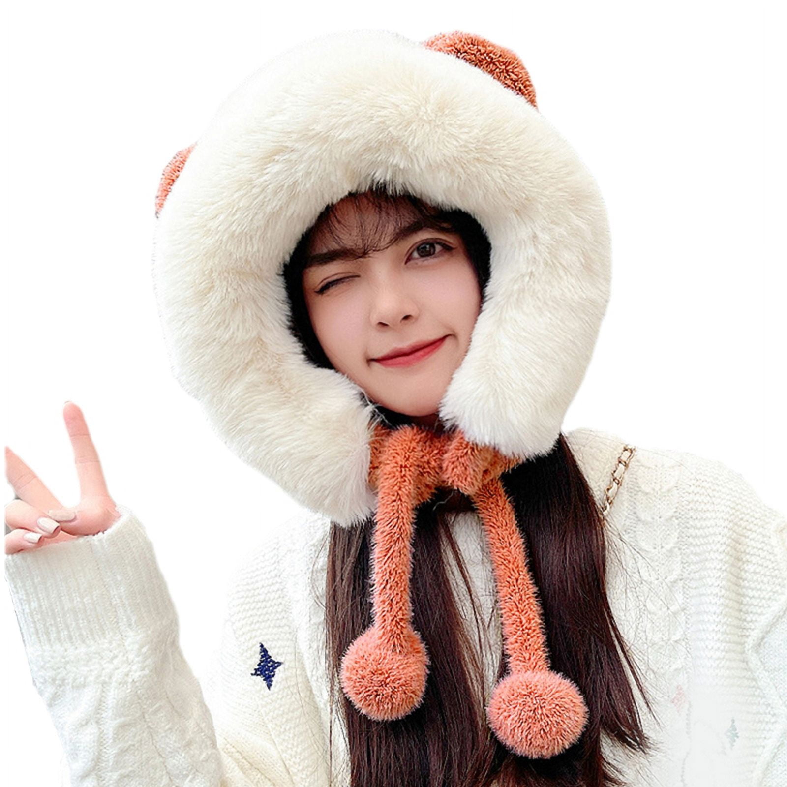 Bear Plush Soft Hat with Ear Flap Party Crazy Hat Stuffed Animal Dress ...