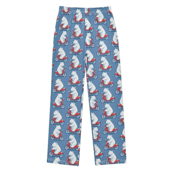 Bear Polar Riding Motocycle Bike Christmas Pajama Pants Soft and Lightweight Elastic Waistband ...