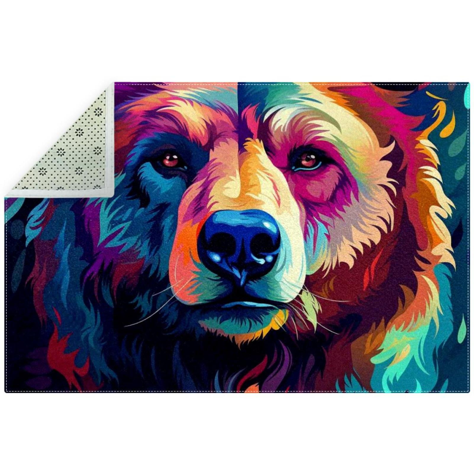 Bear Polyester Welcome Mat - Indoor/Outdoor Door Mat with Right-Angle ...
