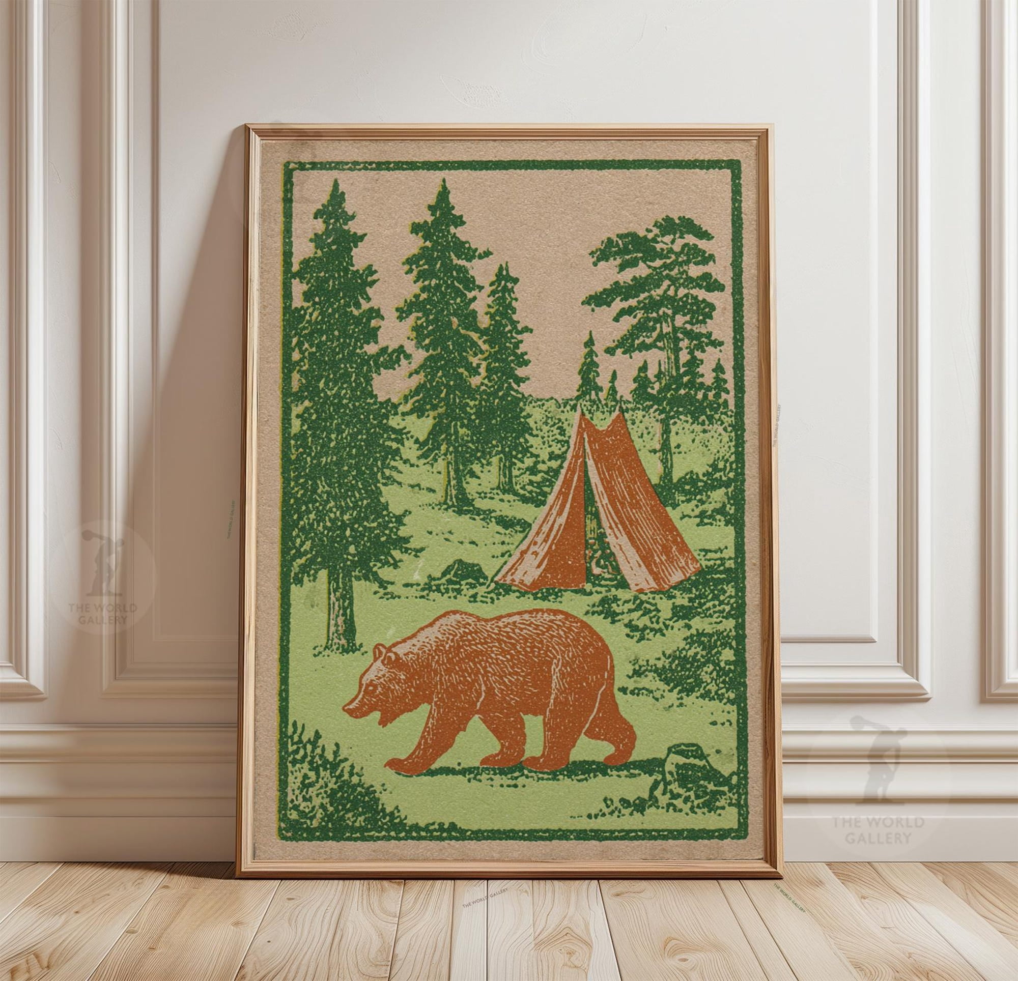 Bear Poster Camping Wall Art Forest Nature Illustration Rustic Print 1 ...