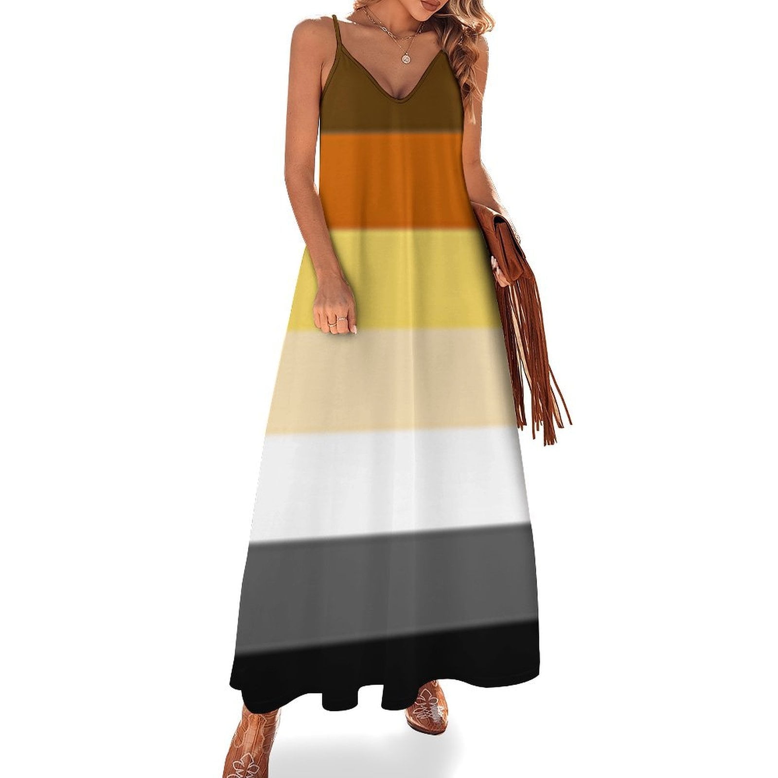 Bear Pride Flag LGBTQ FlagSummer Sleeveless V Neck Dresses for Women ...