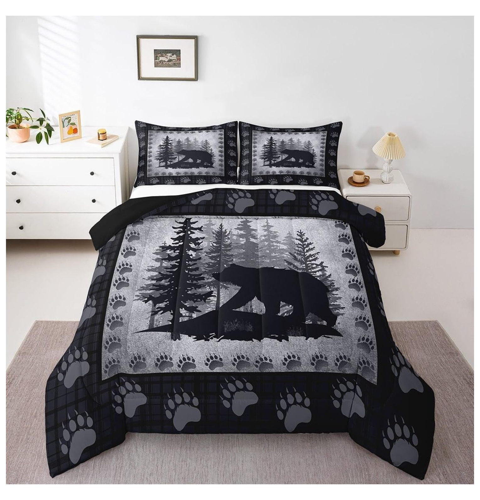 Bear Print Full Size Kids Comforter Set,Wild Animal Bedding Comforters ...