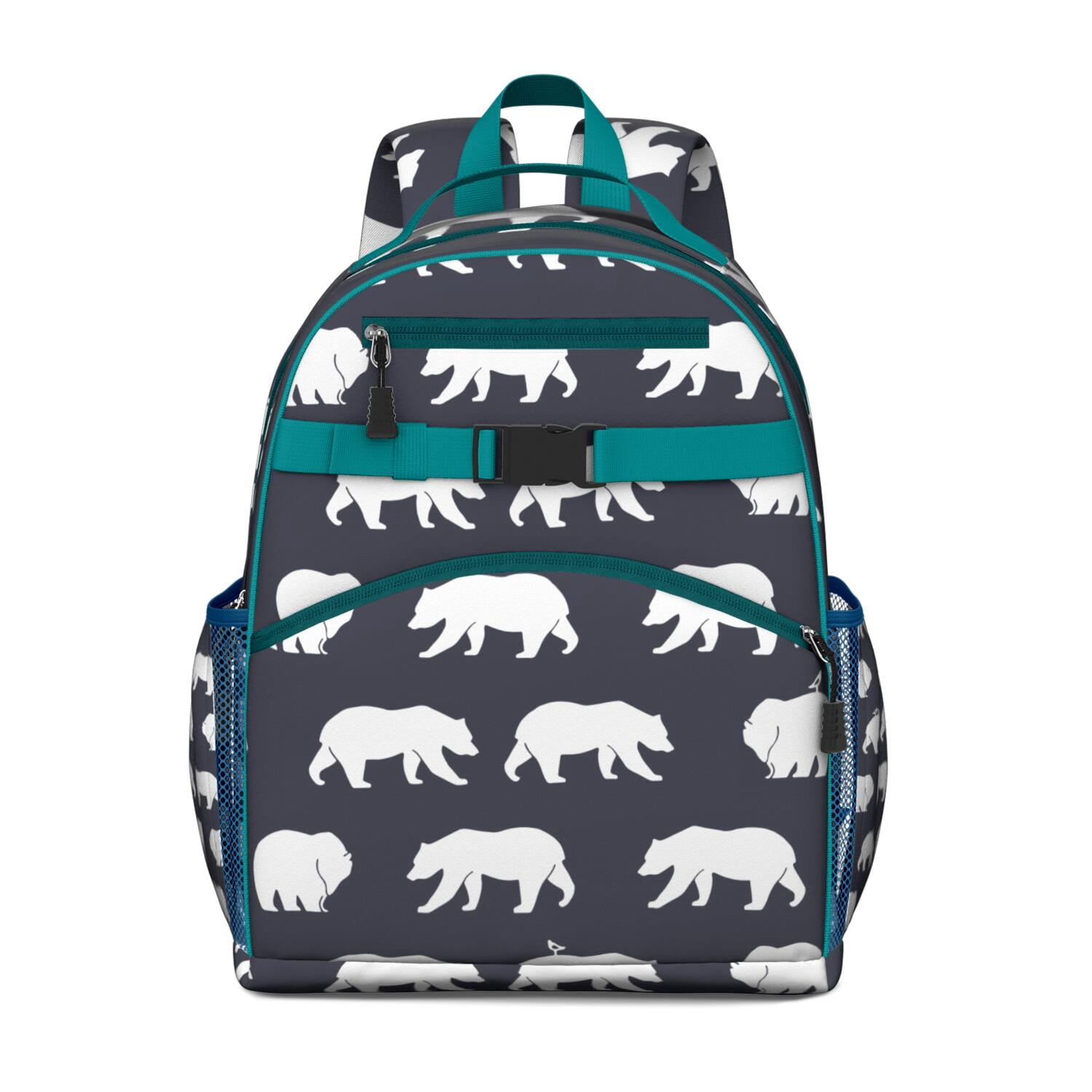 Bear Print Waterproof School Backpack - Cute Polar Cartoon Design ...