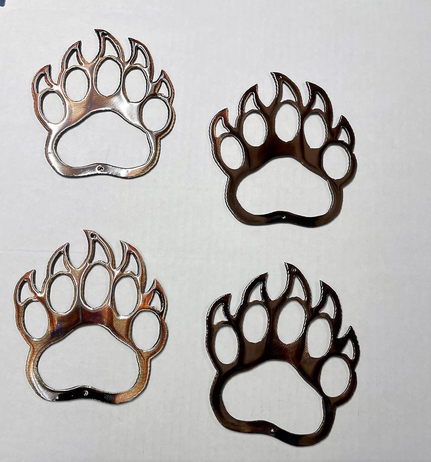 Bear Prints (4 Pieces) - Metal Wall Art - Copper 5 1/4"T x 4 3/4"W ...