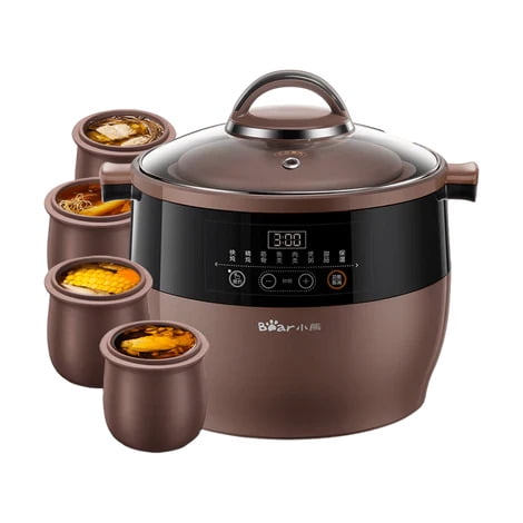 Bear Purple Clay Stew Pot Set, 4.5L Big Pot with 4 pieces 0.5L Small ...