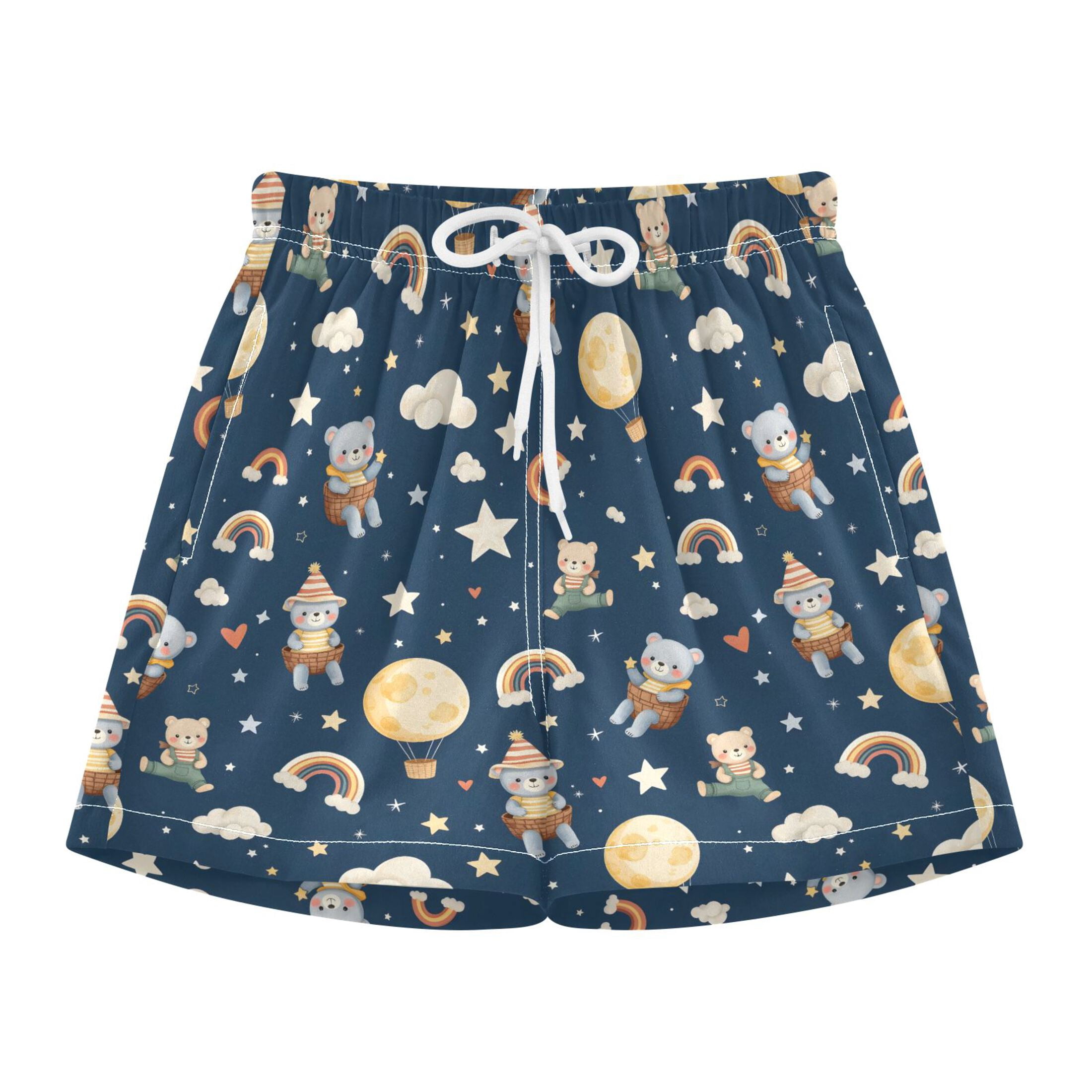 Bear Rainbow Clouds Hot Air Balloon Swim Trunks Quick Drying Bathing ...