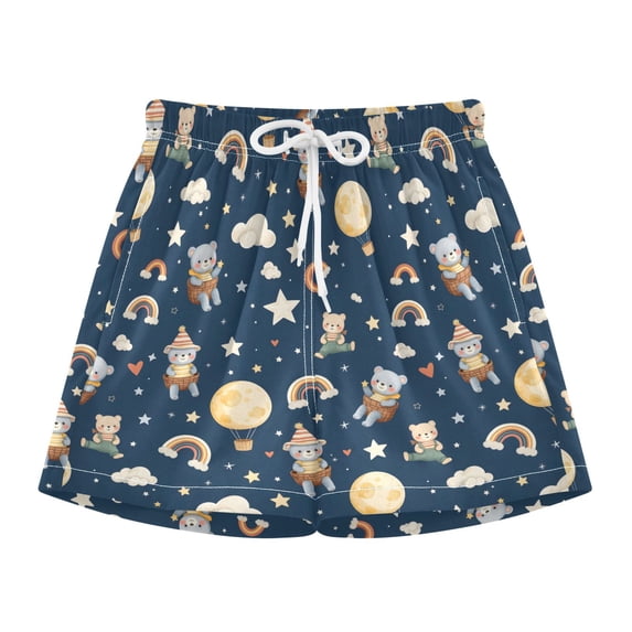 Bear Rainbow Clouds Hot Air Balloon Swim Trunks Quick Drying Bathing ...