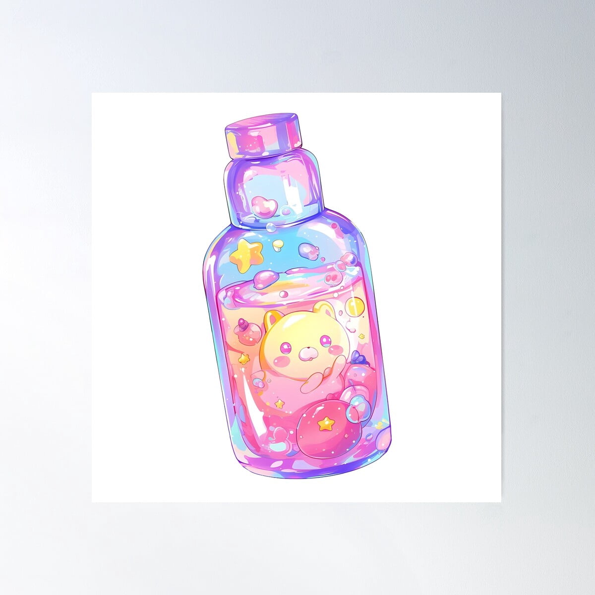 Bear Ramune Bottle Poster Wall Art, Modern Wall Decor For Living Room ...