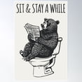 Bear Reading Newspaper Poster - Funny Bathroom Decor Wall Art Print For ...