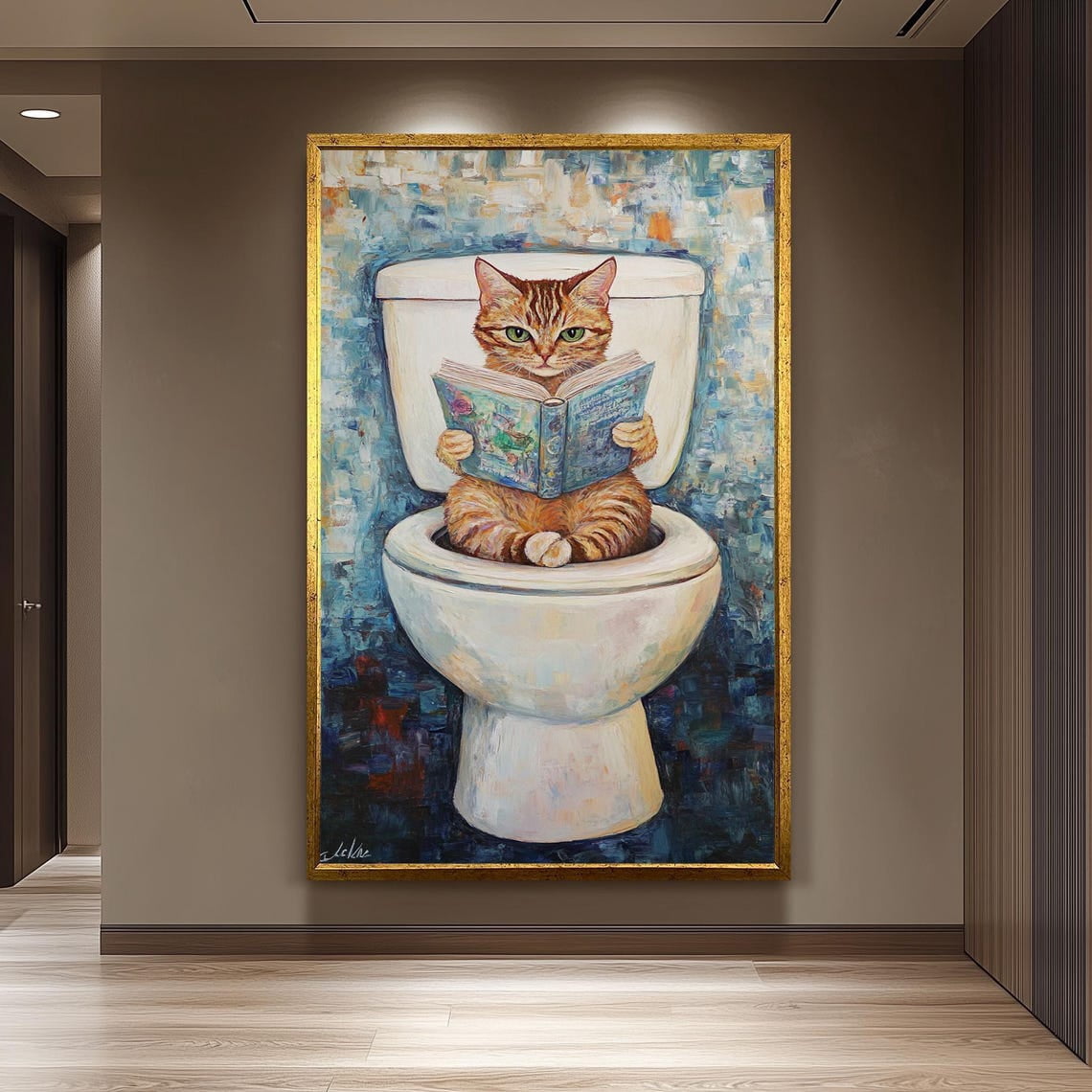 Bear Reading Newspaper Poster Quirky Restroom Bathroom Art Unframed ...