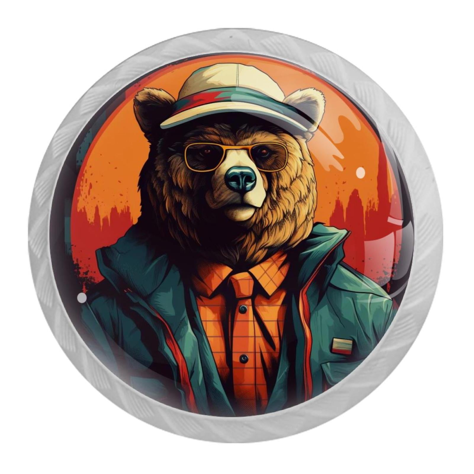 Bear Retro Moon PRINT Custom Drawer Knobs - Cabinet Knobs ABS Glass ...