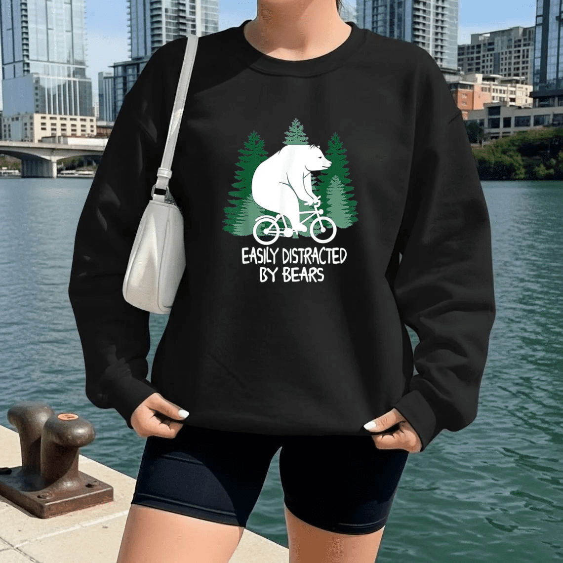 Bear Riding A Bicycle Mountain Bike MTB Trail Sweatshirt, for Men & Women, up to Size 5XL ...