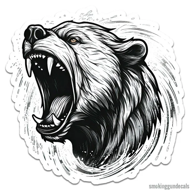 Bear Roar Sticker Indoor Outdoor Phone Decal Water Bottle Stickers Car ...