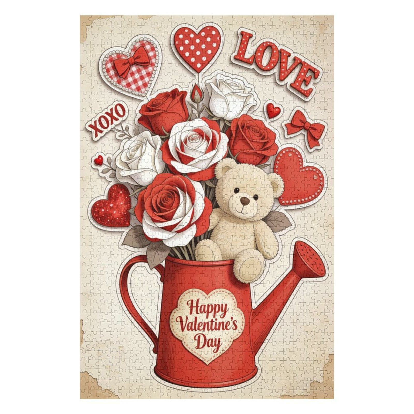 Bear Rose Love Happy Valentine's Day 1000 Piece Jigsaw Puzzle for ...