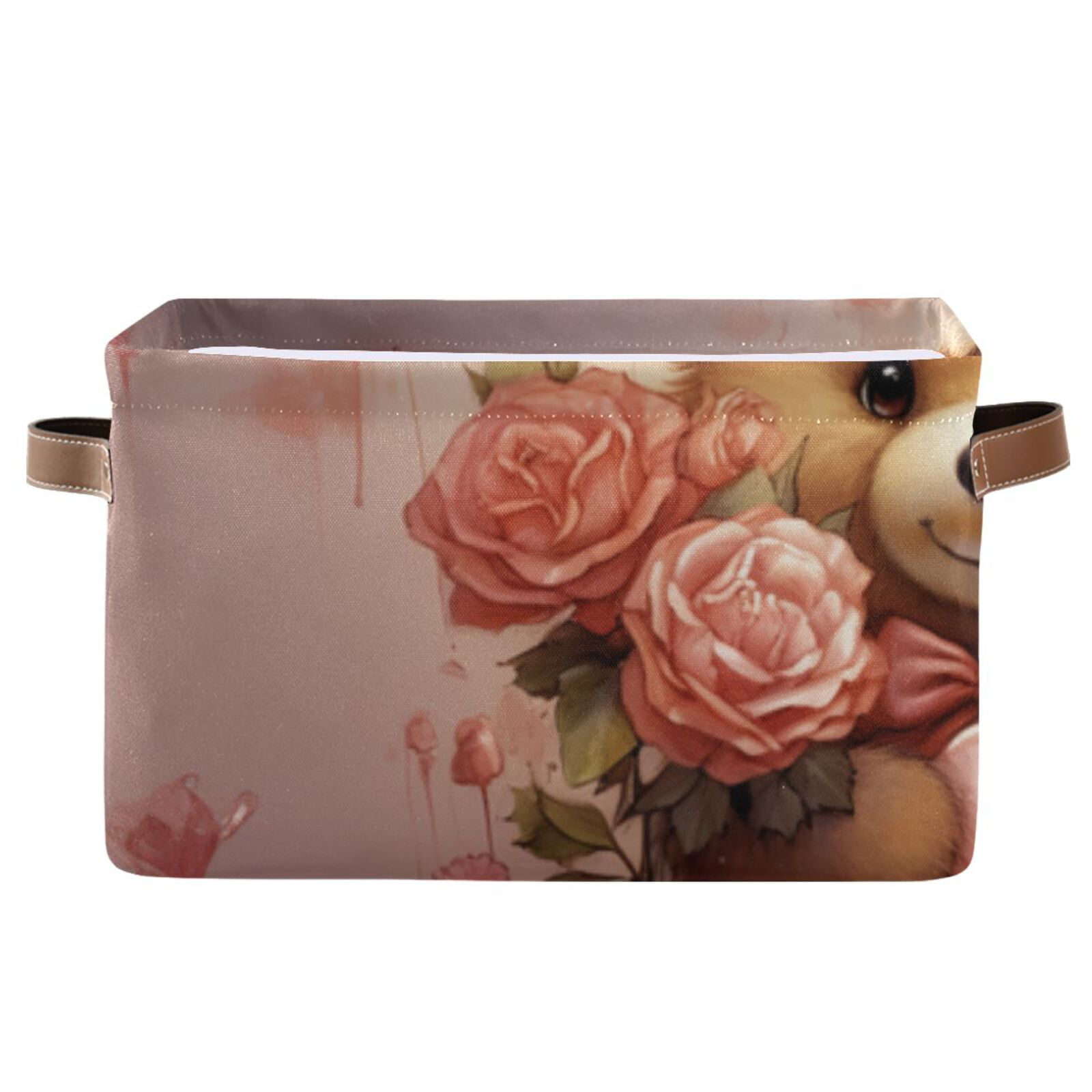 Bear Roses Flowers Butterflies Storage Bins Baskets With Handles ...