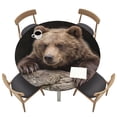 Bear Round Fitted Table Cover Country Rustic Natural Forest Rock Cave ...