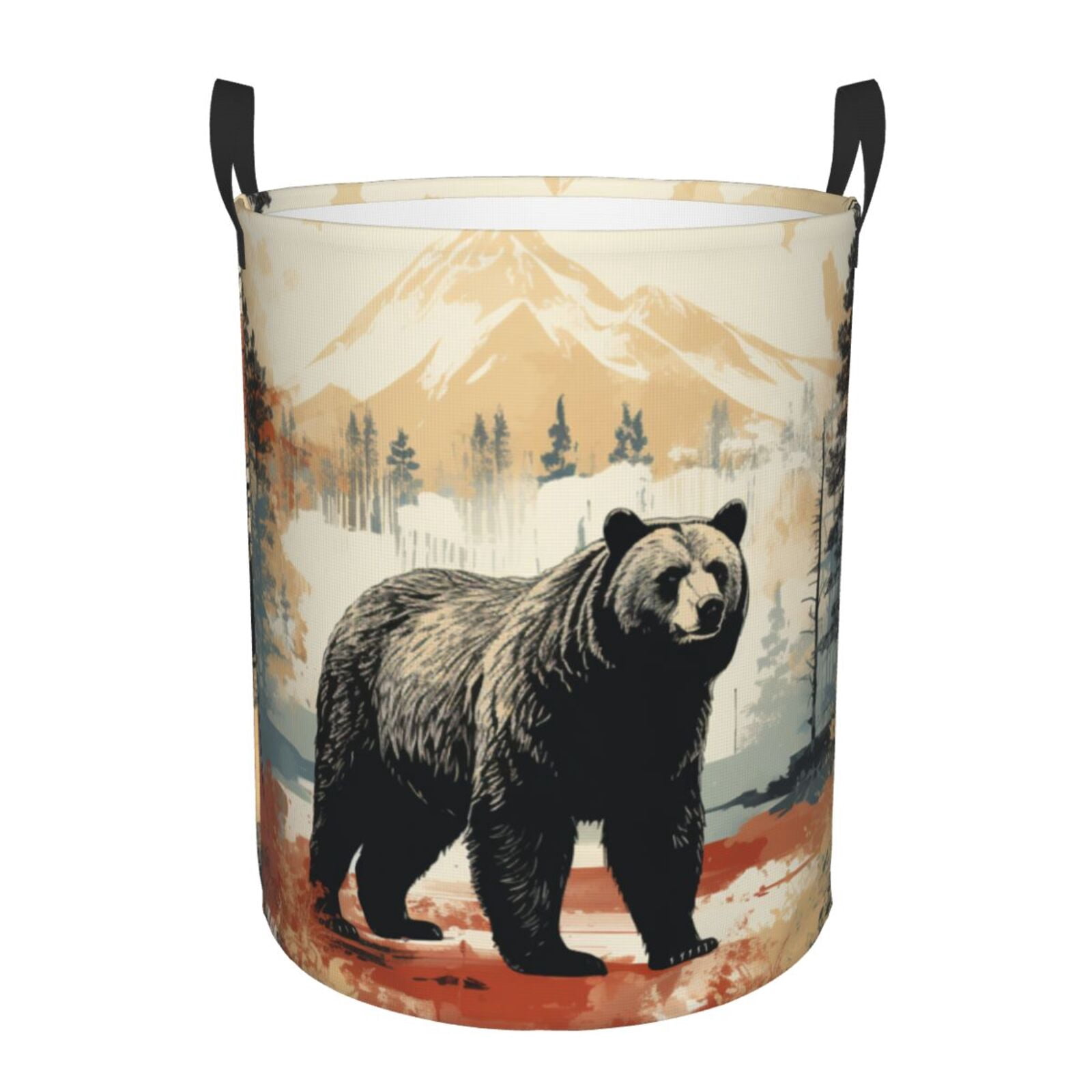 Bear Rustic Lodge Southwestern Foldable Laundry Hamper with Handle ...