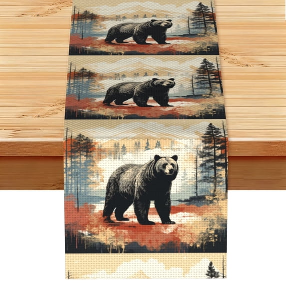 Bear Rustic Lodge Southwestern Table Runner 13x72 Inch for Dining Table ...