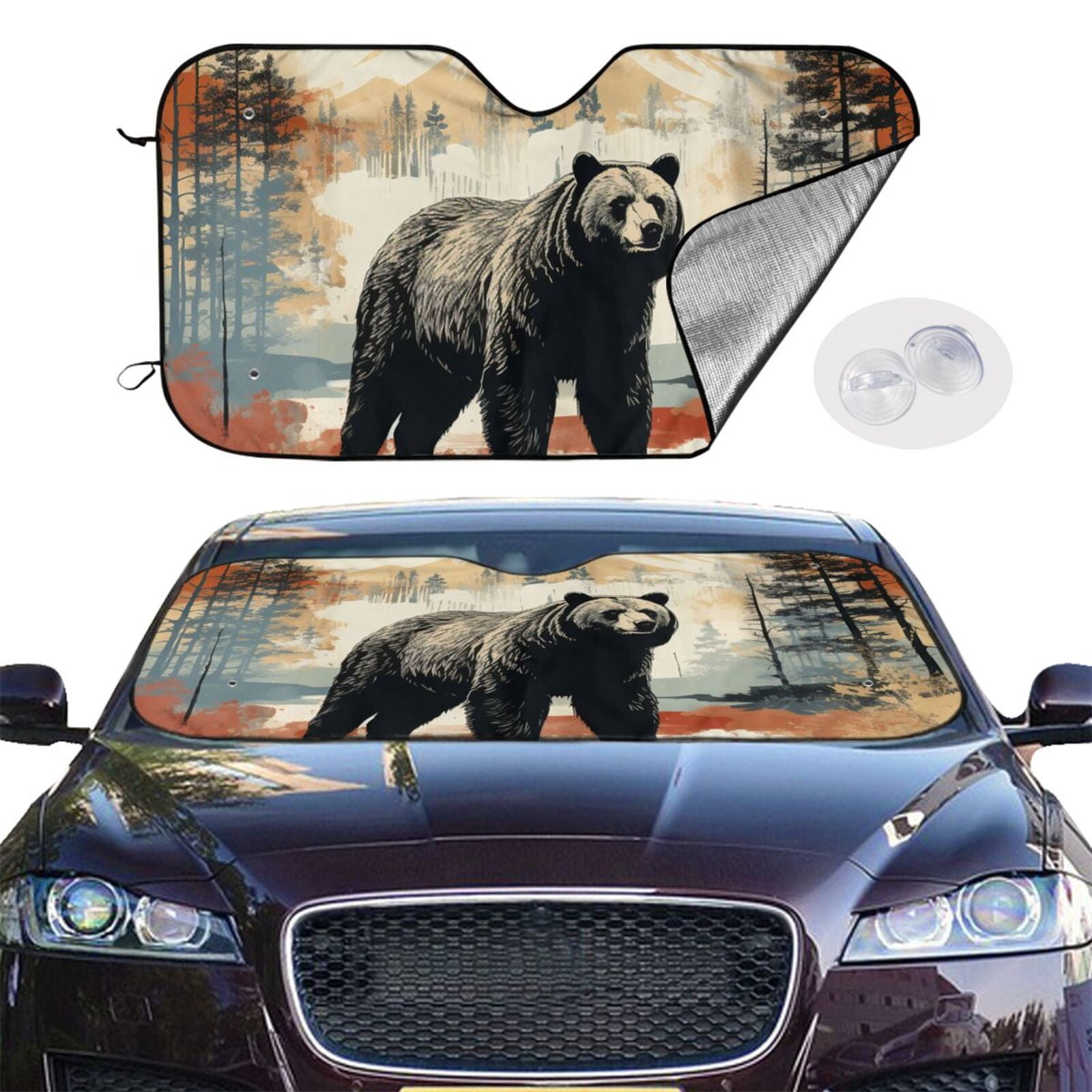 Bear Rustic Lodge Southwestern Windshield Sunshade Sun Shade Front ...
