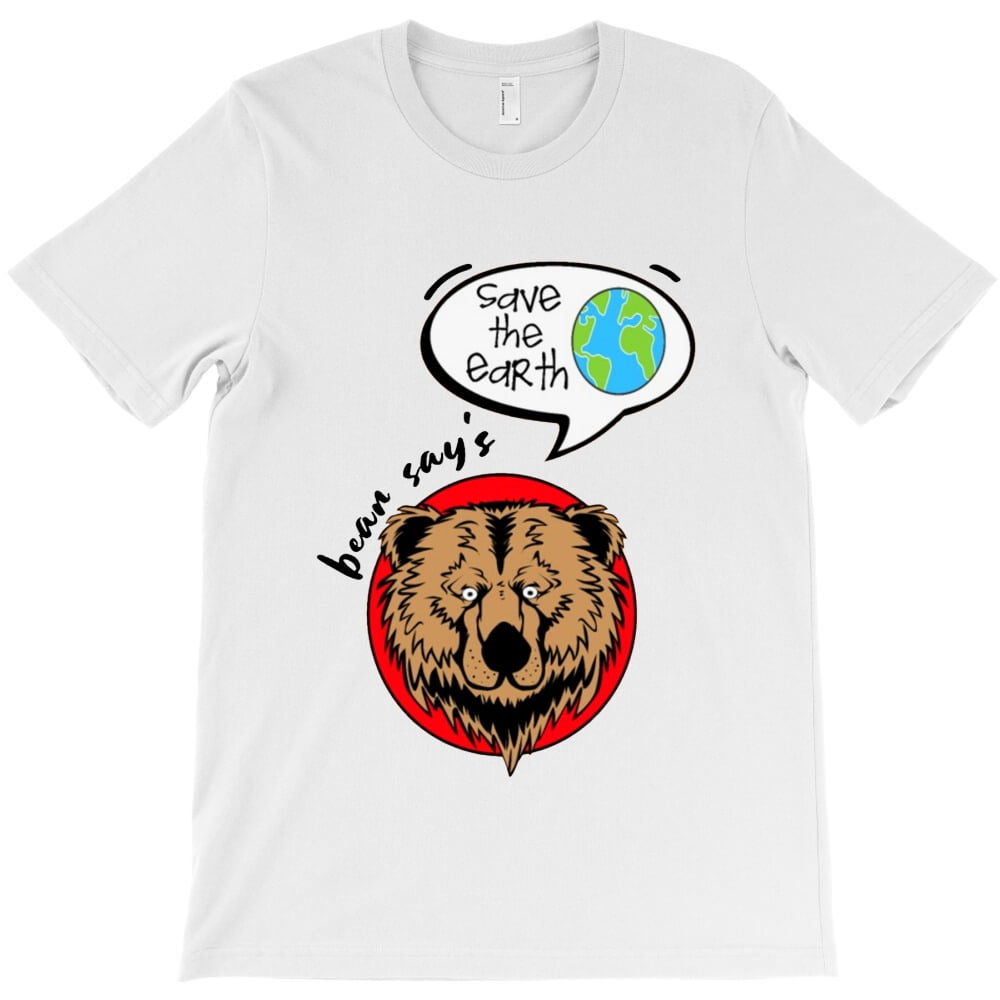 Bear Says Save the Earth, Funny Environmental Graphic Tee, Animal ...