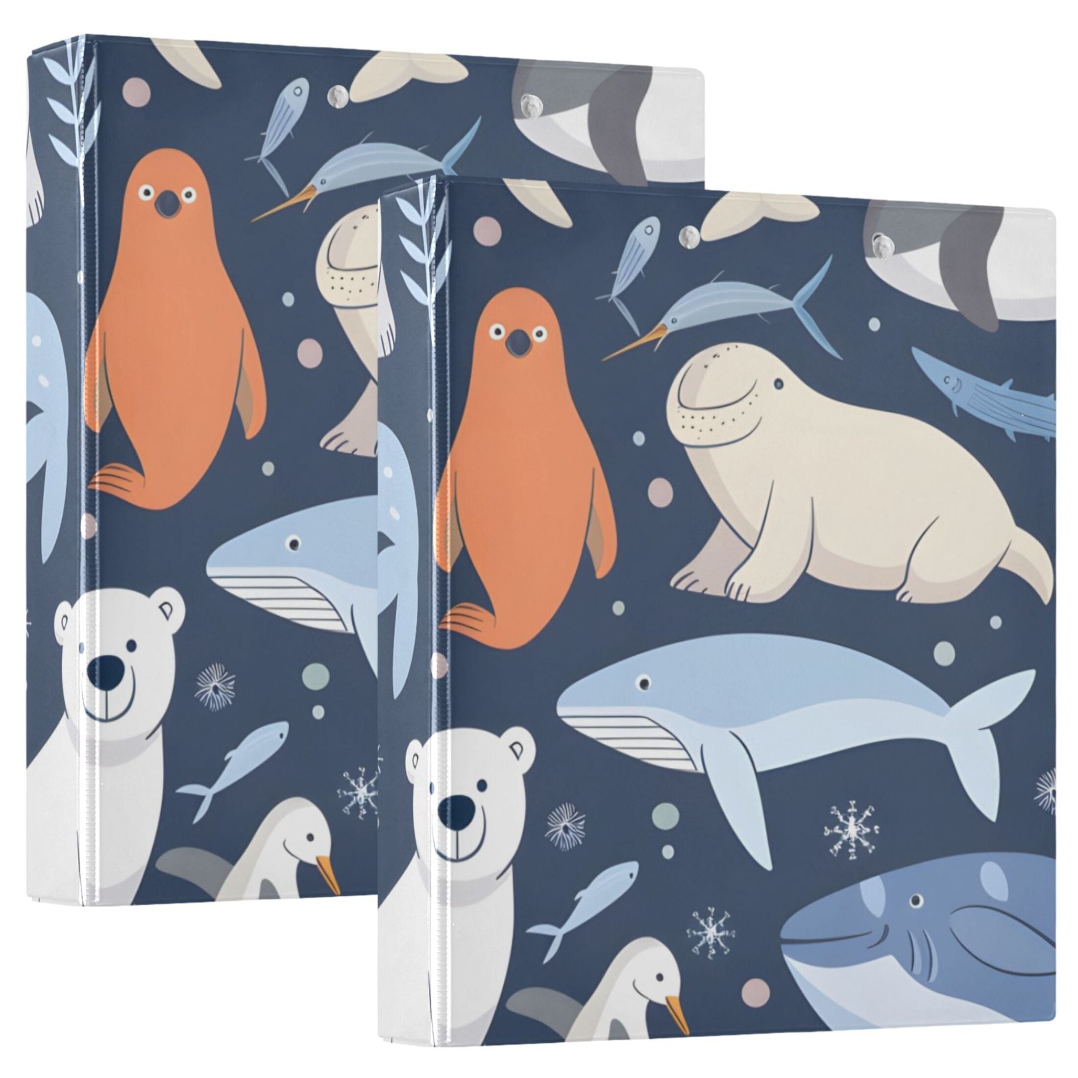 Bear Seal Penguin 3 Ring Binders 1.5 inch Hardcover File Folders with ...