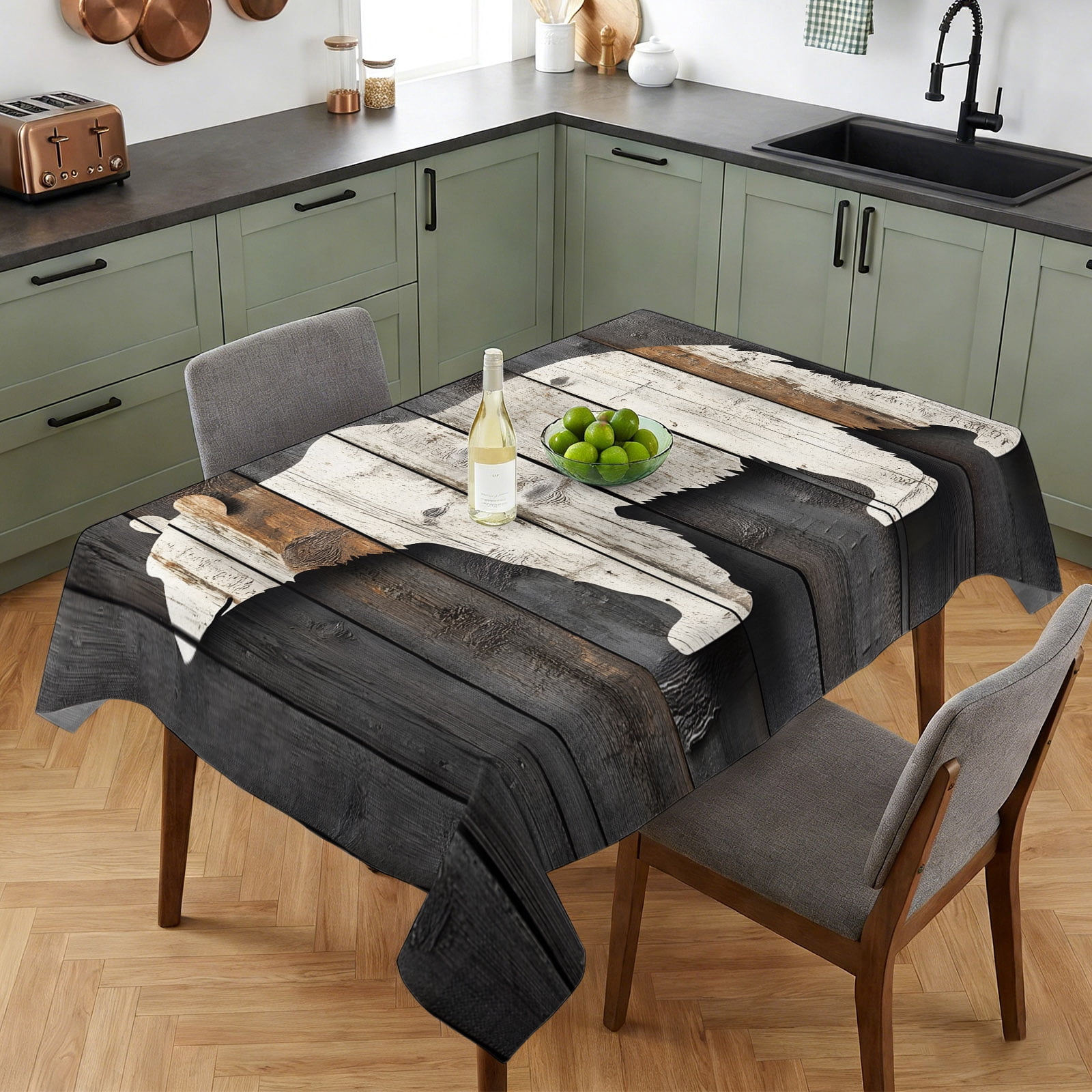Bear Shadow Animal Portrait Table Cloth 52x70in, Waterproof Rectangle ...