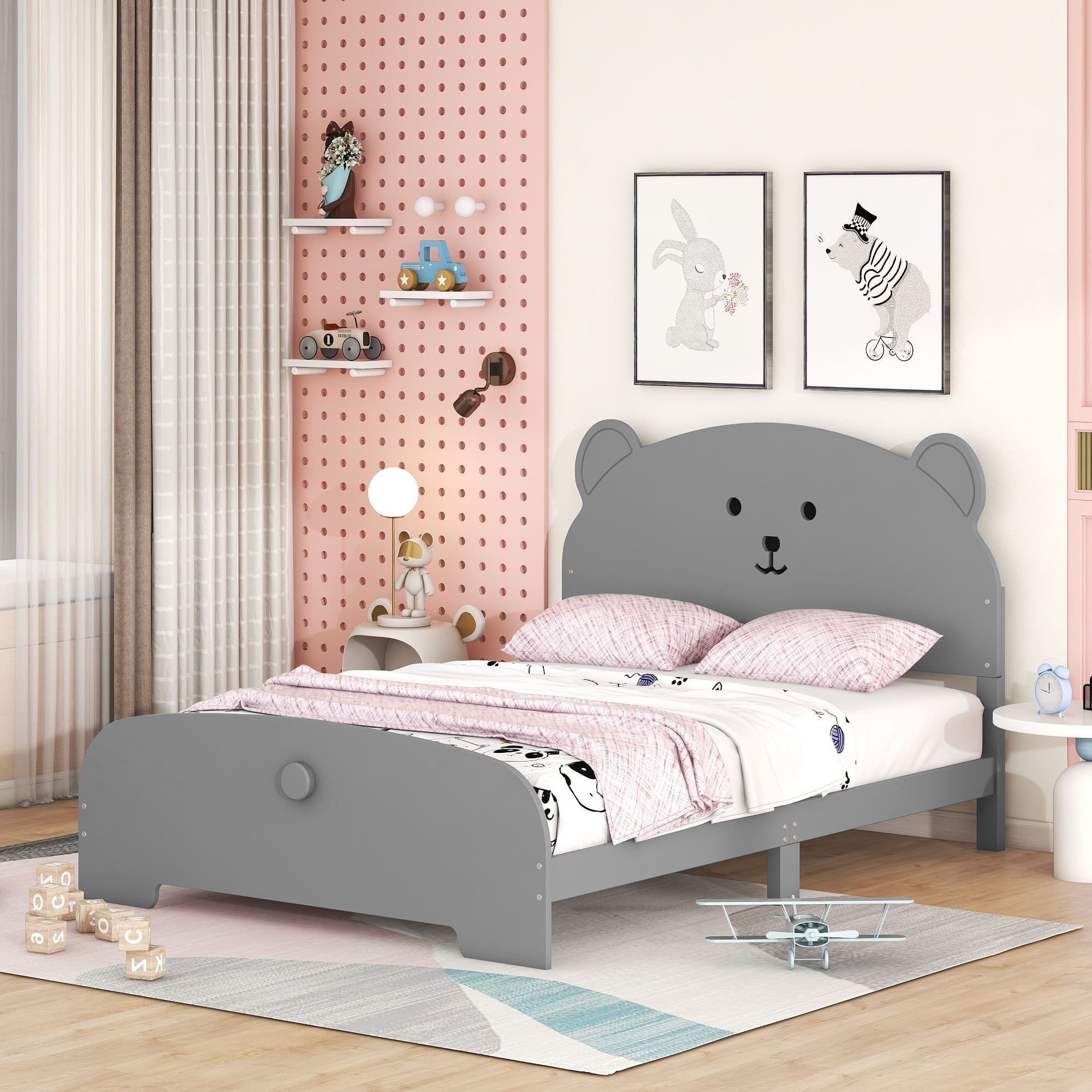 Bear Shape Kids Bed Frame 400LBS High Load Capacity Noise Free Full ...