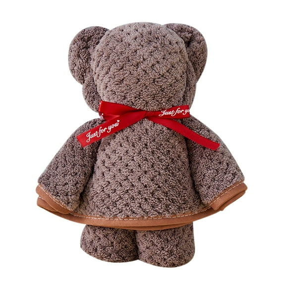 Bear Shape Towel, Adorable Coral Fleece Hand Towel, Pineapple Check ...
