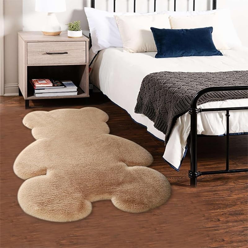 Bear Shaped Area Rug, Soft Shaggy Rug for Kids Bedroom, Cute Soft ...