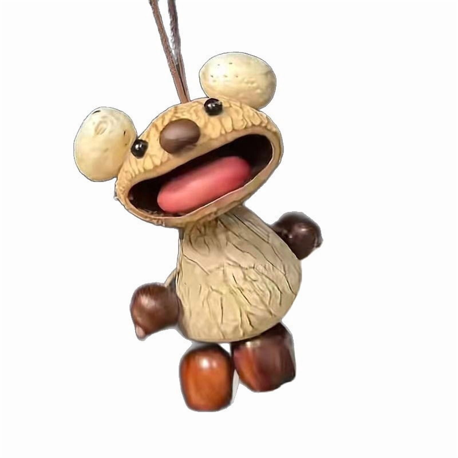 Bear Shaped Nutshell Hanging Ornament Handmade Natural Car Pendant ...