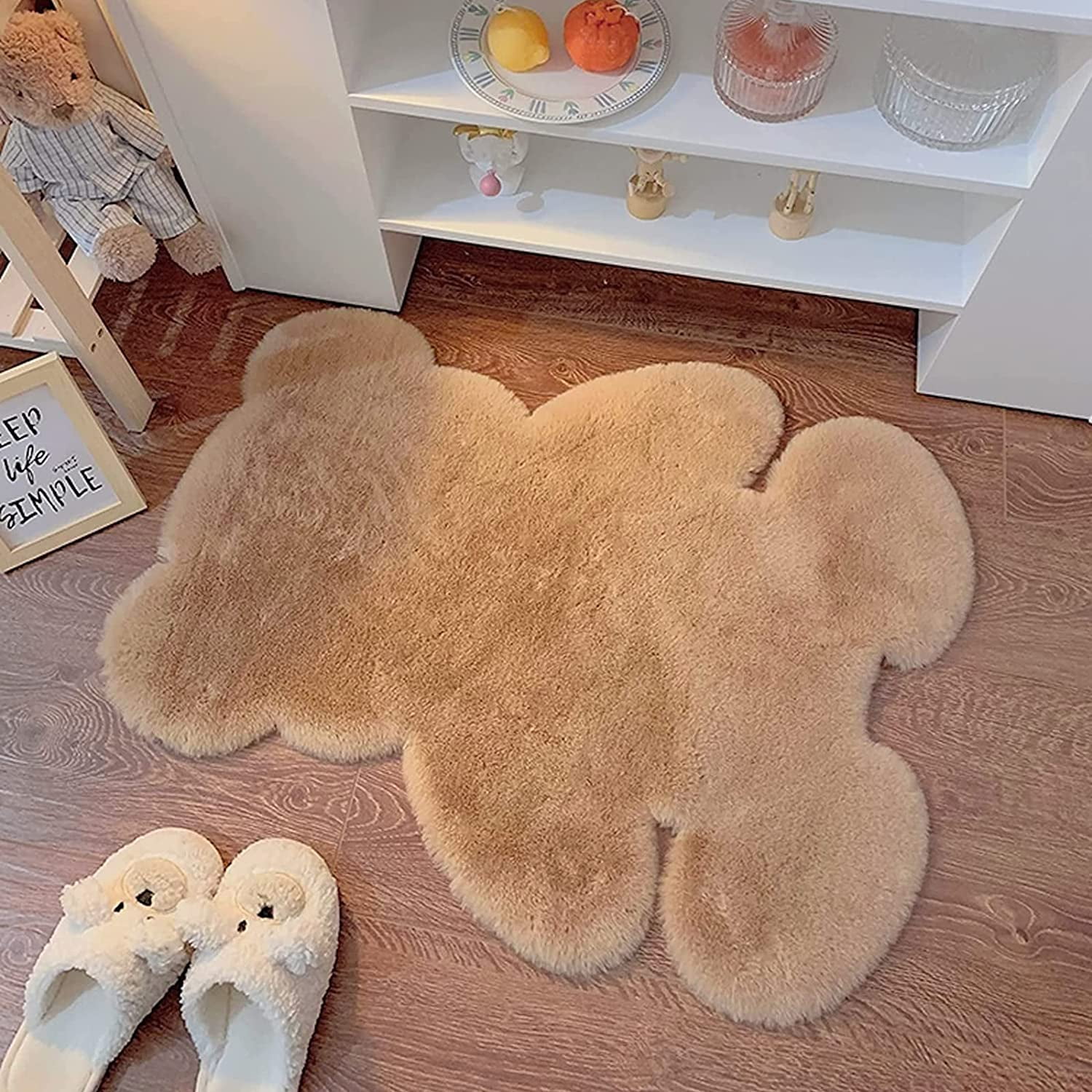 Bear Shaped Plush Rugs, Anti Slip Small Area Rug Floor Mat, Cute ...