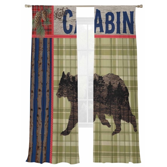 Bear Sheer Curtains 84 inches Long 2 Panels Set Vintage Peaches ...