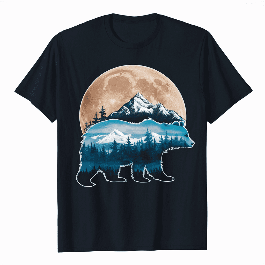Bear Silhouette Mountain Wildlife Animal I Great Bear T-Shirt For Men ...